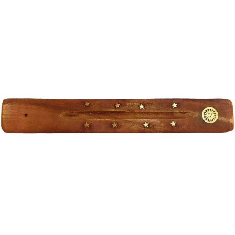 Soporte Incienso Madera 25,5cm Sol y Estrellas