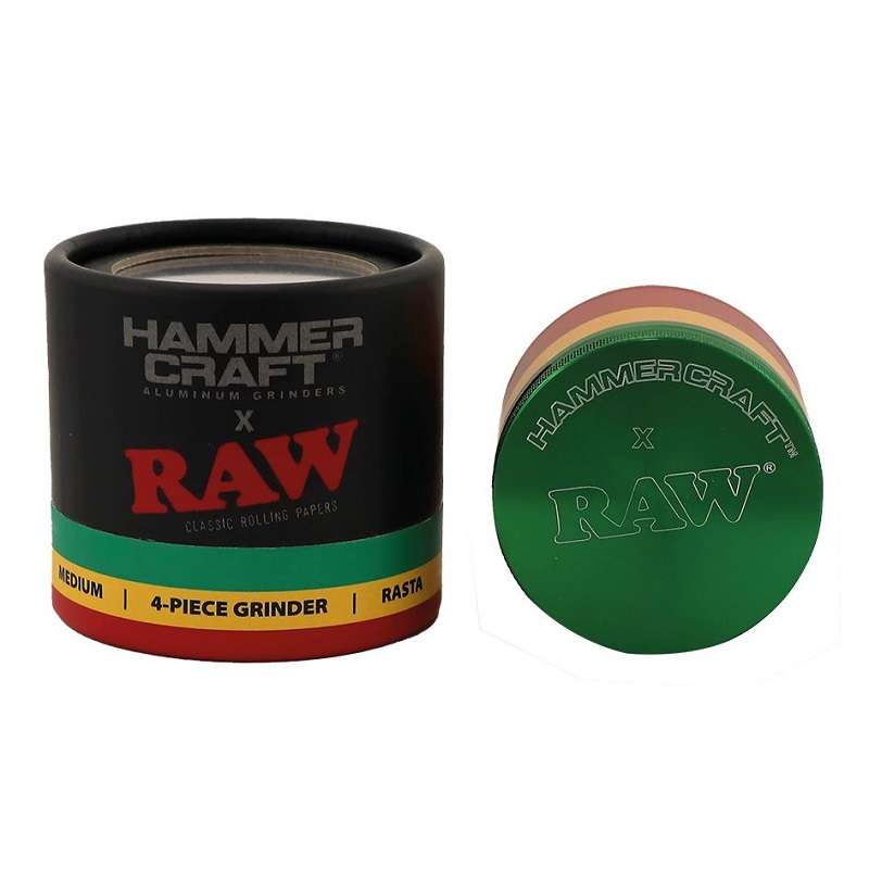 Raw X Hammercraft Grinder 4 Partes Rasta | Mediano